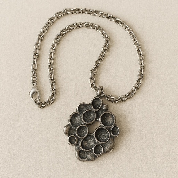 Vintage | Jewelry | Robertlarin Pod Brutalist Pewter Chunky Necklace ...